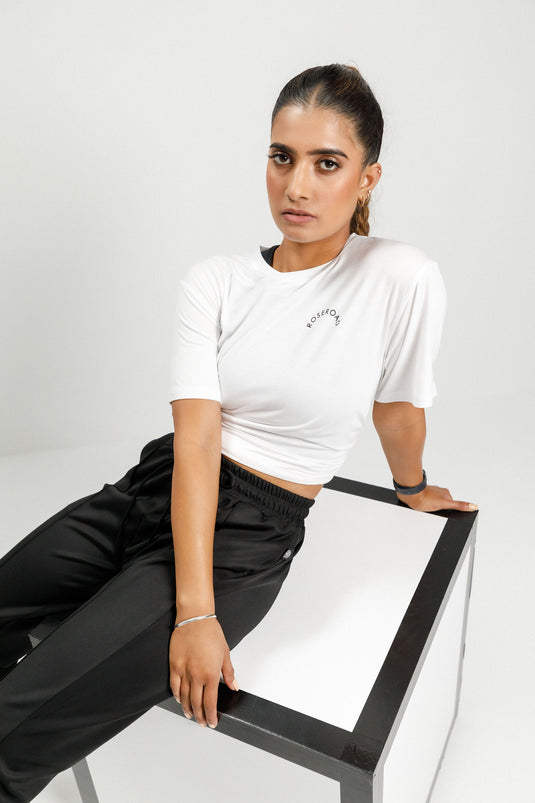 Topher Tee | White with Rose Road Arch Print